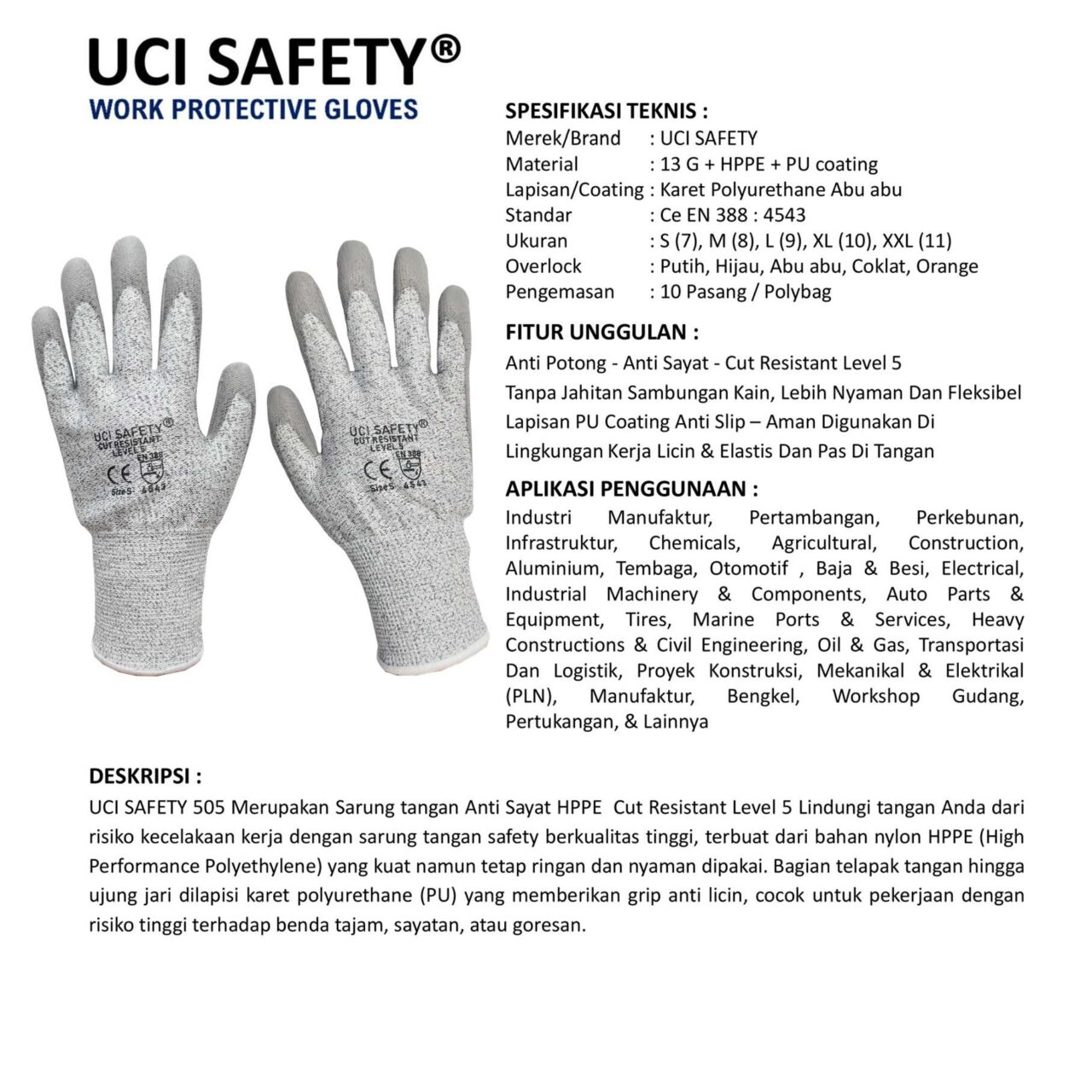 Kawat Besi Baja Safety Gloves Sarung Tangan warna Hand Gloves - Uci ...